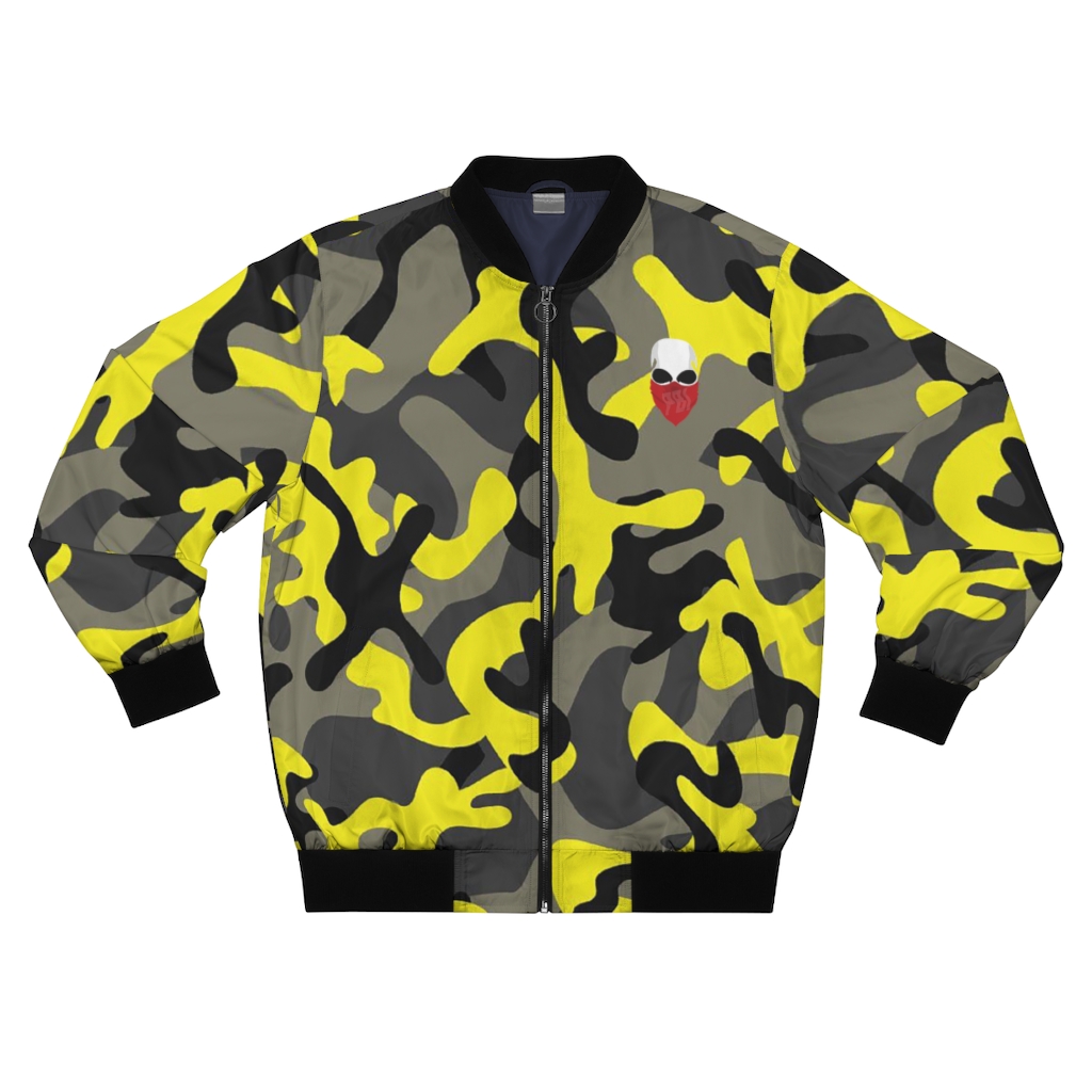 PBI Skull Camo Yellow Bomber Jacket - PipeBomB Industries