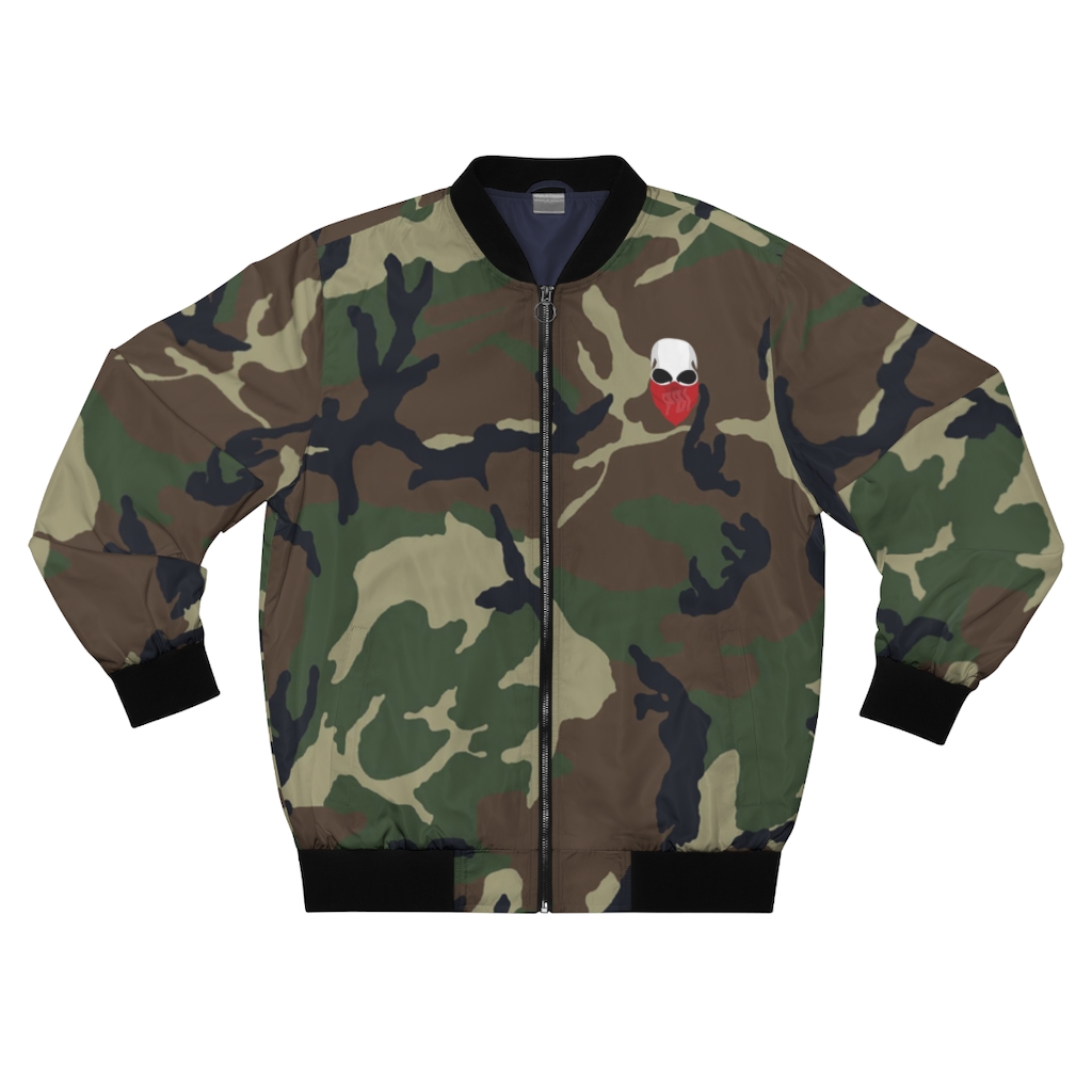PBI Skull Camo Dark Green Bomber Jacket - PipeBomB Industries