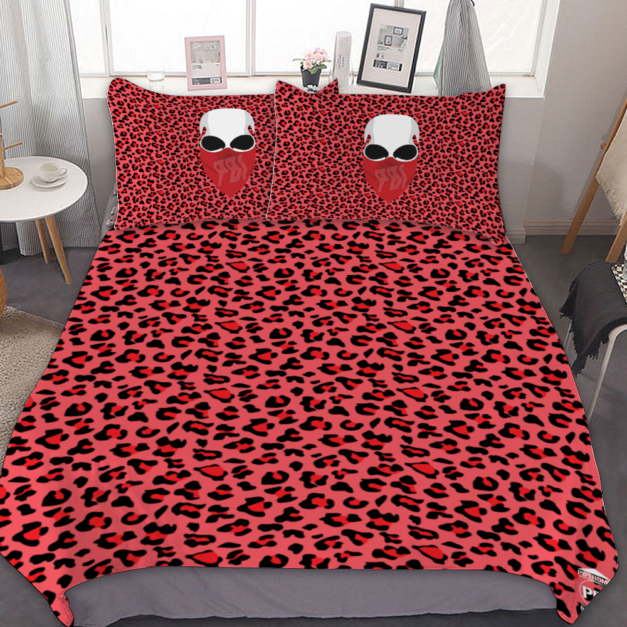 PBI Skull Red Leopard Bedding Set - PipeBomB Industries